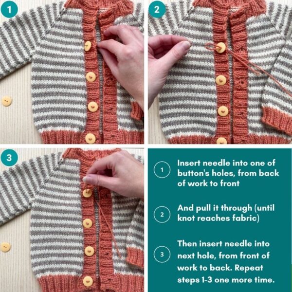 How to attach buttons to your knits – Elizabeth Smith Knits